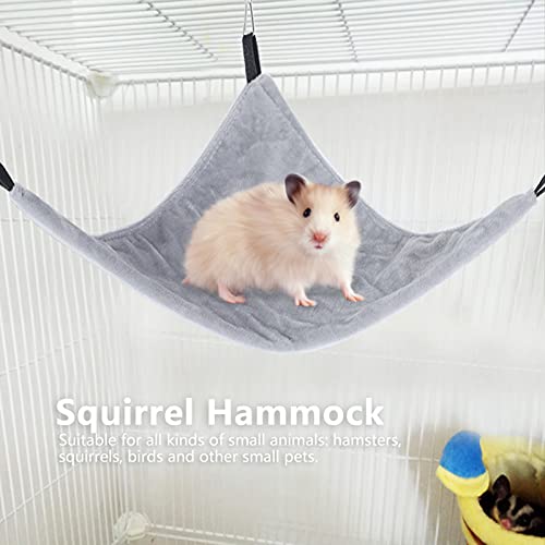 Tnfeeon Small pet Triangle Hammock, Squirrel Hamster Sugar Glider Guinea Pig Hanging Bed Nest Comfortable(Gray)
