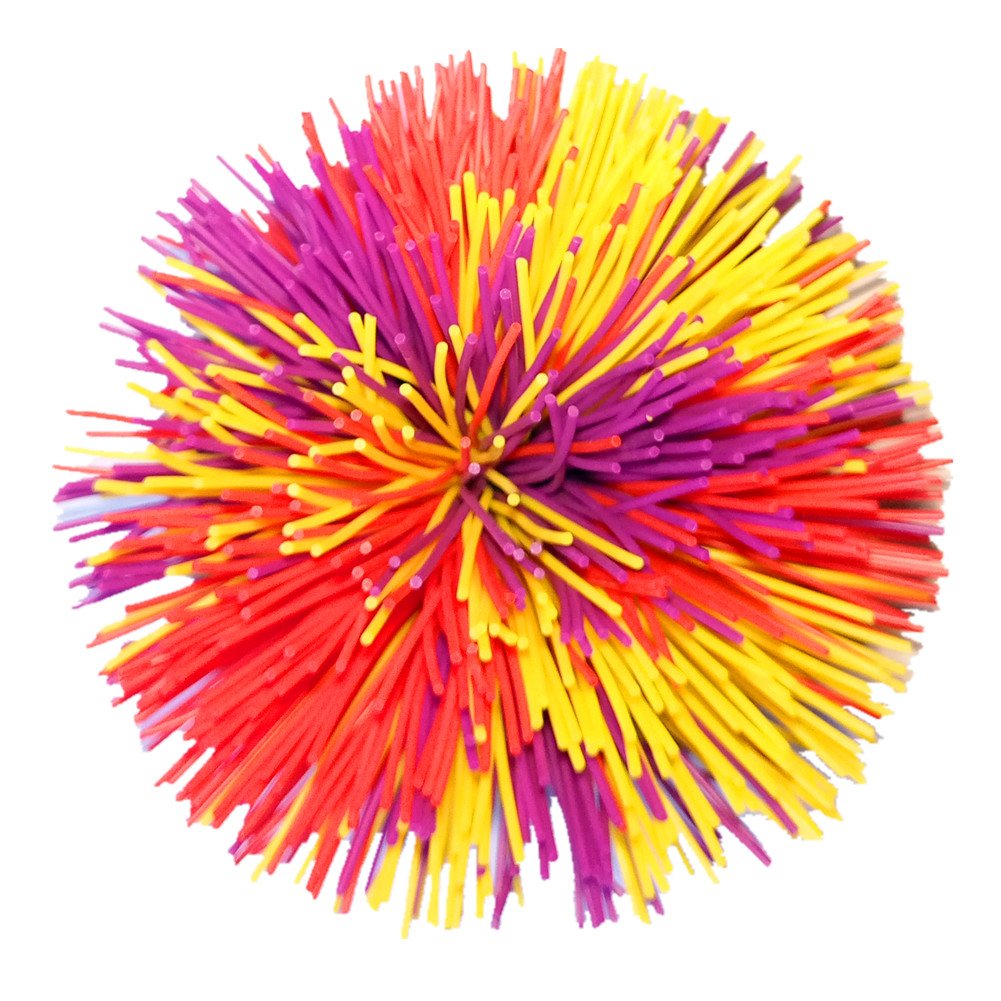 3.2Inch Colorful Stringy Ball,Thick Silicone Bouncing Fluffy Jugging Ball Monkey Stress Ball Office Stress Toys (Rainbow, Medium)