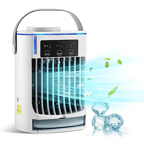 Best Portable Air Conditioner | 4 in 1 Mini Ac Unit Portable - Mobile Air Conditioner with 3-speeds, 3 Mist Modes | Portable Air Cooler for Room Bedroom Office Home Car Tent