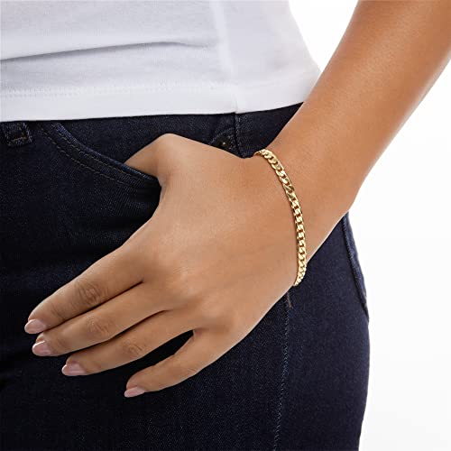 Amazon Essentials 14K Gold Plated Curb Chain Bracelet 7.5", Yellow Gold