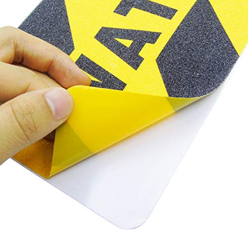 5 Pieces Watch Your Step Warning Sticker Adhesive Tape Anti Slip Abrasive Tape for Workplace Safety Wet Floor Caution, 6 by 24 Inches