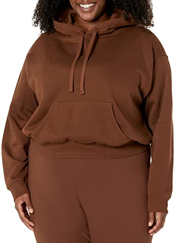 Amazon Essentials Women's Crop Hoodie Sweatshirt (Available in Plus Size), Deep Brown, Medium