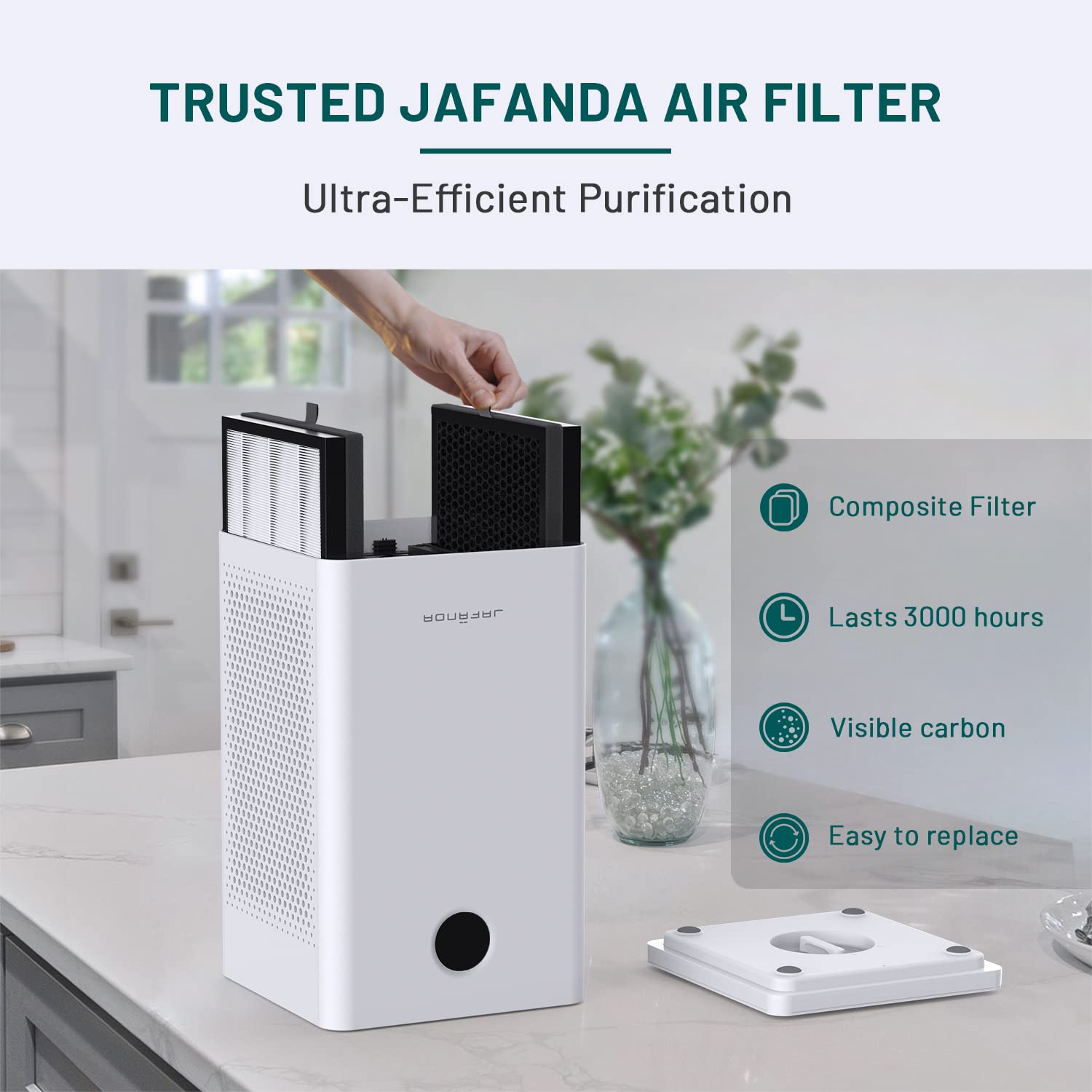 2PCS Jafända Air Purifiers for Home Large Room, 2X Filter Replacement Hepa Filter,Smart WiFi and Alexa Contro