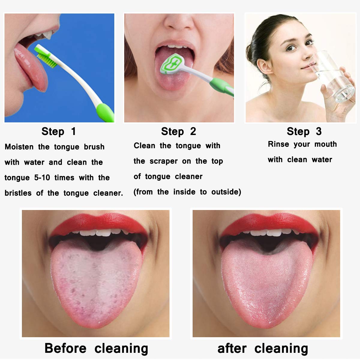 Tongue Brush, Tongue Scraper, Tongue Cleaner Helps Fight Bad Breath, 2 Tongue Scrapers, 2 Pack (Blue & Orange)
