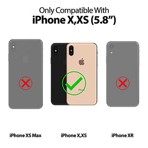 GOOSPERY Magnetic Secure Bumper Compatible with iPhone Xs Case/iPhone X Case, Card Holder Wallet Case, Easy Magnet Auto Closure Dual Layer Protection Sleek iPhone Case Sticky Mirror – Purple
