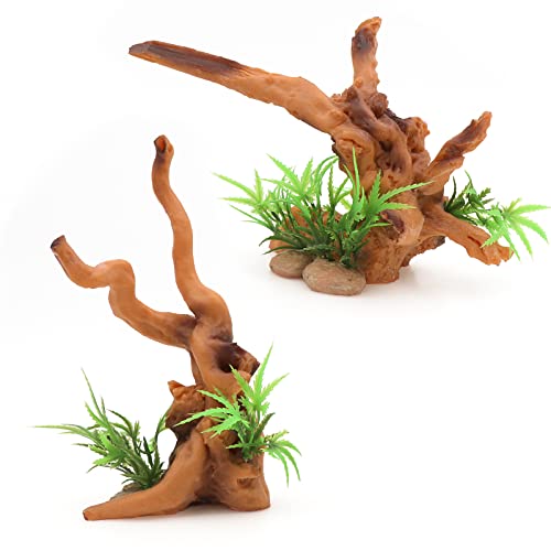 AQUA KT Reptile Corner Climbing Branch Tree Wood Assorted Kit for Amphibian Snake Lizard Bearded Dragon Leopard Gecko Climb Accessory Terrarium Cage Habitat Decor, Pack of 2