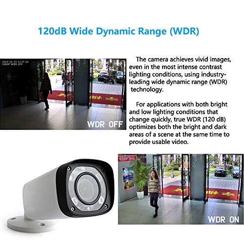 HITOSINO 4MP Bullet PoE IP Camera Outdoor, F1.4 5X 2.7-13.5mm Varifocal Bullet PoE Camera, Starlight Sensor, 196ft Night Vision, 128GB SD Card Slot, IP67