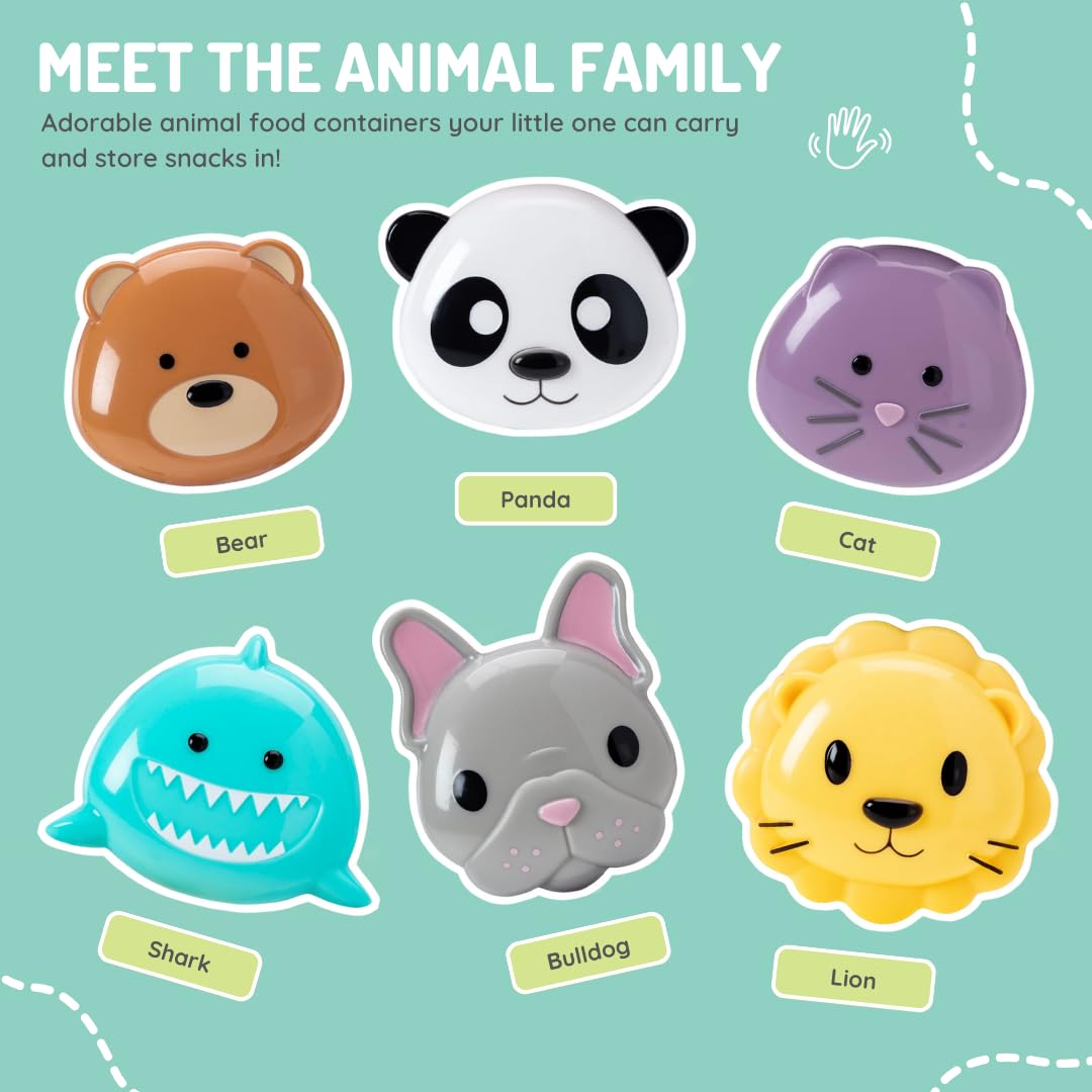 melii Animal Snack Containers with lids - Food Storage for Toddlers and Kids - Bulldog