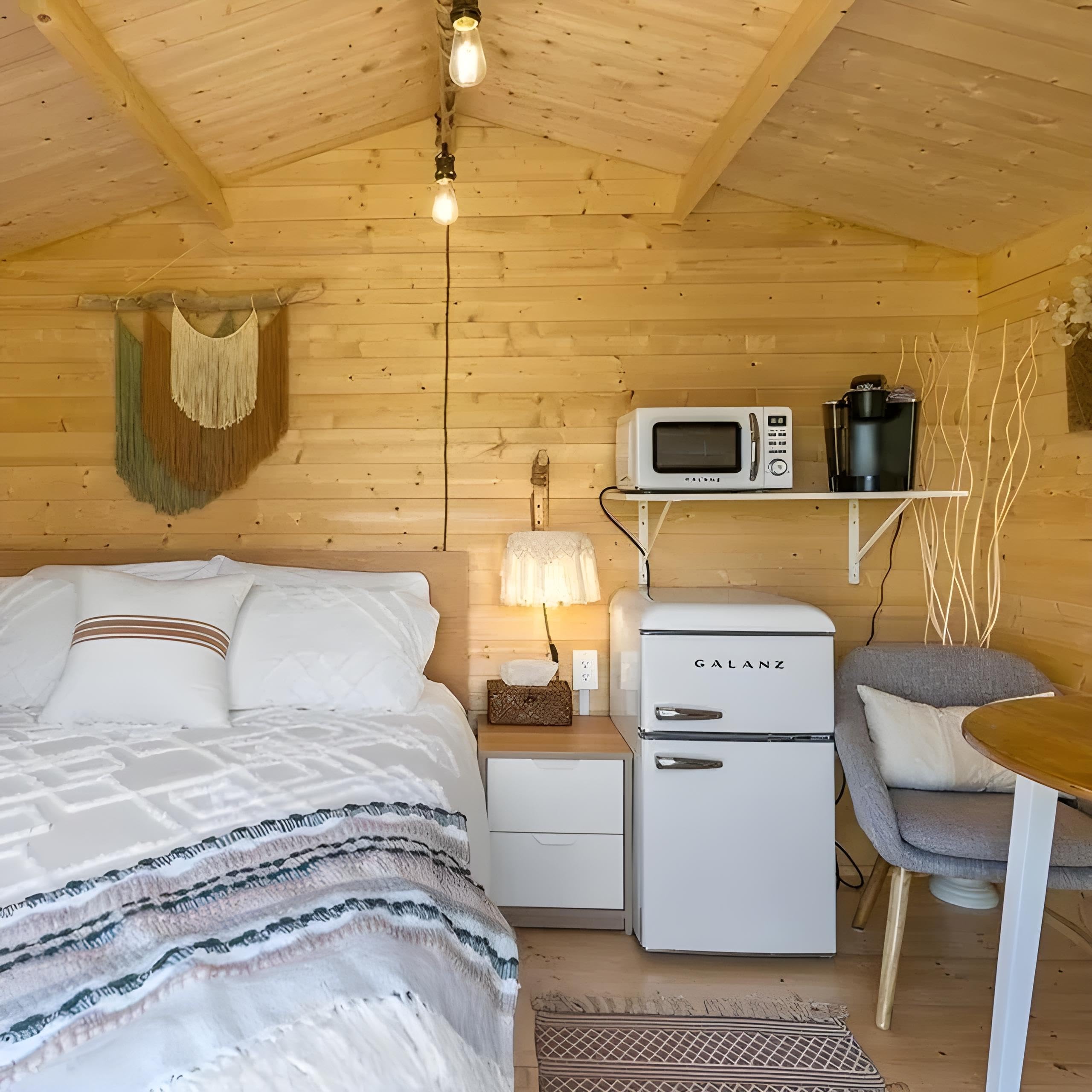 47ft x 27ft Pre-Built Wooden Log Cabin | Pine Wood Tiny Home with 1 Bedroom & Quick Assembly
