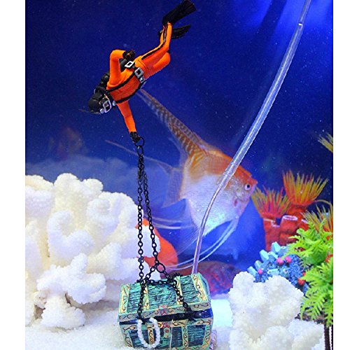 Bestgle Creative Aquarium Ornament Treasure Hunter Diver Action Figure Decoration for Fish Tank