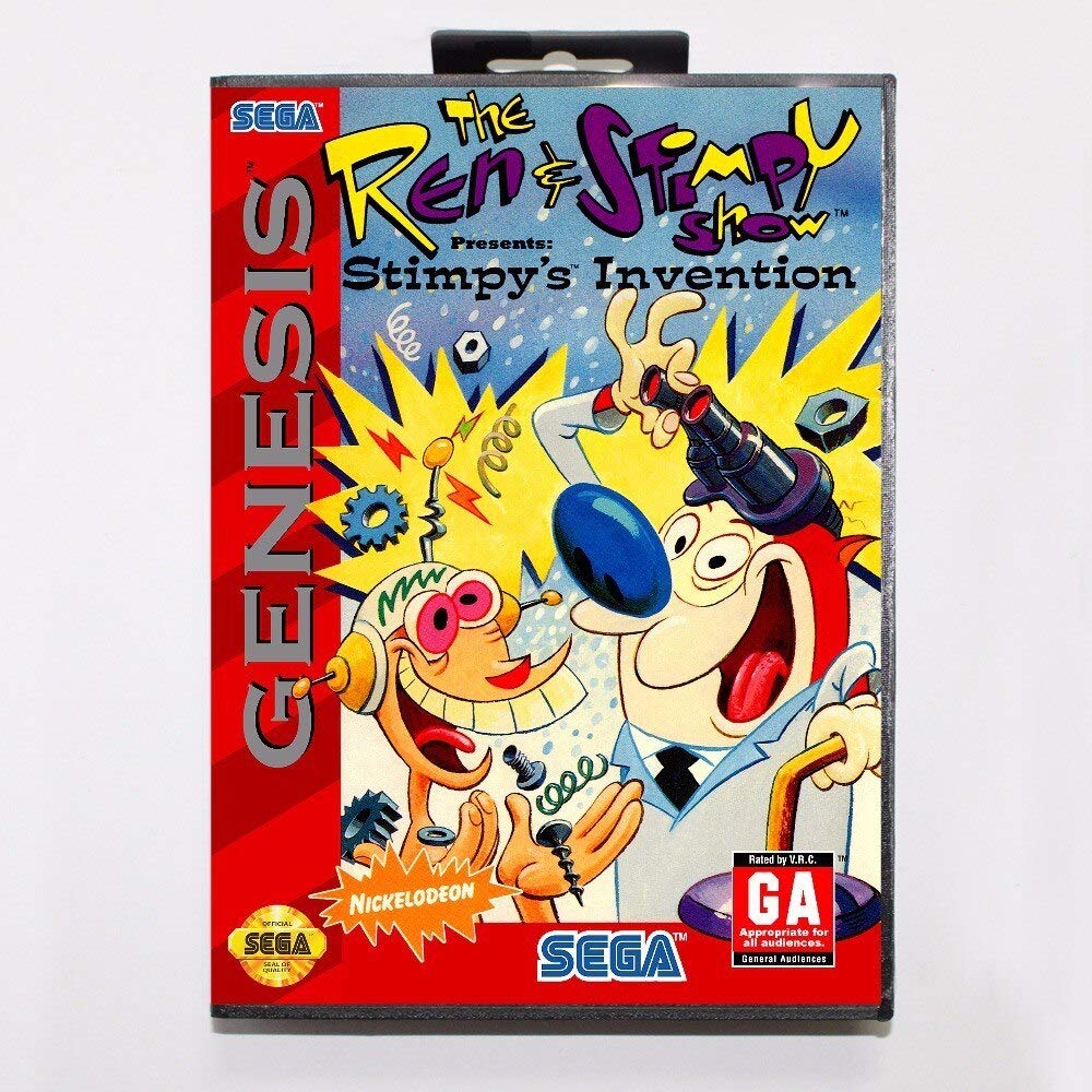 Aditi Ren & Stimpy Show Presents Stimpy's Invention Game Cartridge 16 bit MD Game Card With Retail Box For Sega Mega Drive For Genesis