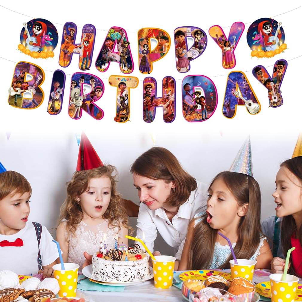 42pcs Coco Birthday Party Supplies Pack Includes,Banner,Cake Topper,Blackdrop,Balloons for Coco party supplies