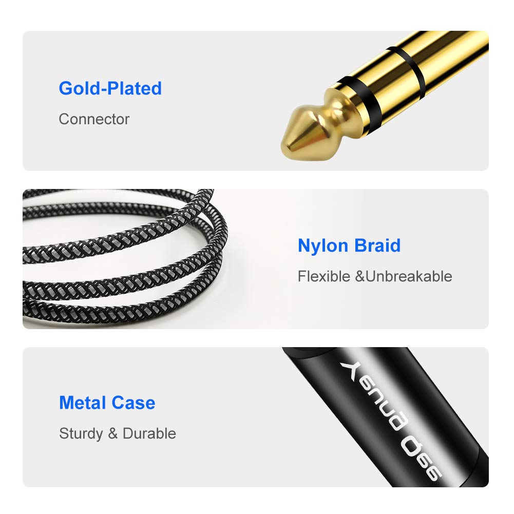 3.5mm to 6.35mm Stereo Audio Cable 50 ft,Yeung Qee 1/4 to 1/8 Audio Cable,3.5mm Male to 6.35mm Male TRS Nylon Braid Cable Compatible for iPod, Laptop,Home Theater Devices, and Amplifiers (50FT/15M)