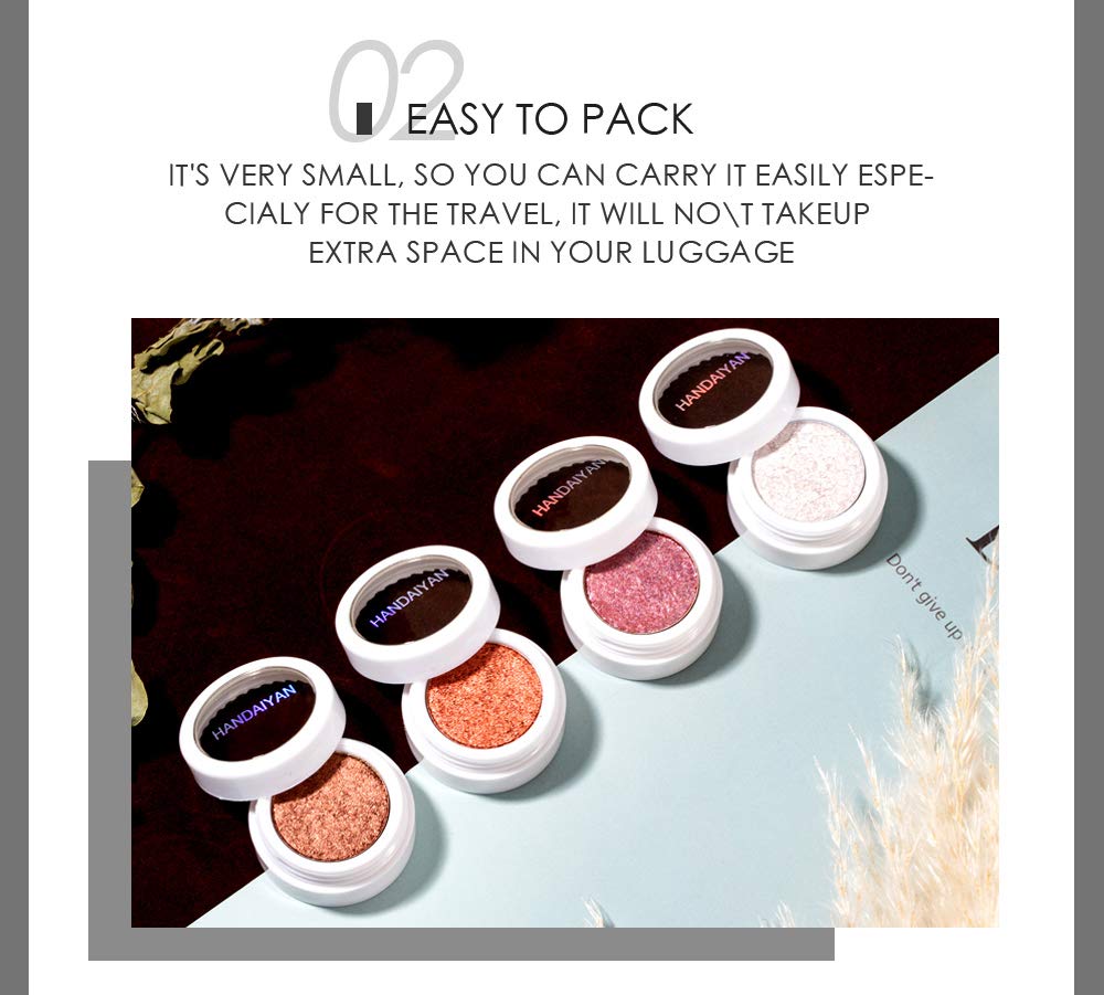 AKARY 12 Colors Glitter Eyeshadow, Mashed Potato Pearlescent Monochrome Eyeshadow Polarized Light Not Smudged Eye Shadow, Highly Pigmented Eye Makeup Cosmetics Gift for Women And Girls Eye Brightening Flash Powder (#06Red brown)