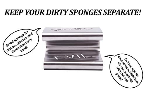 Fox Run Good/Evil Sponge Shelf and Holder, One Size, Stainless Steel