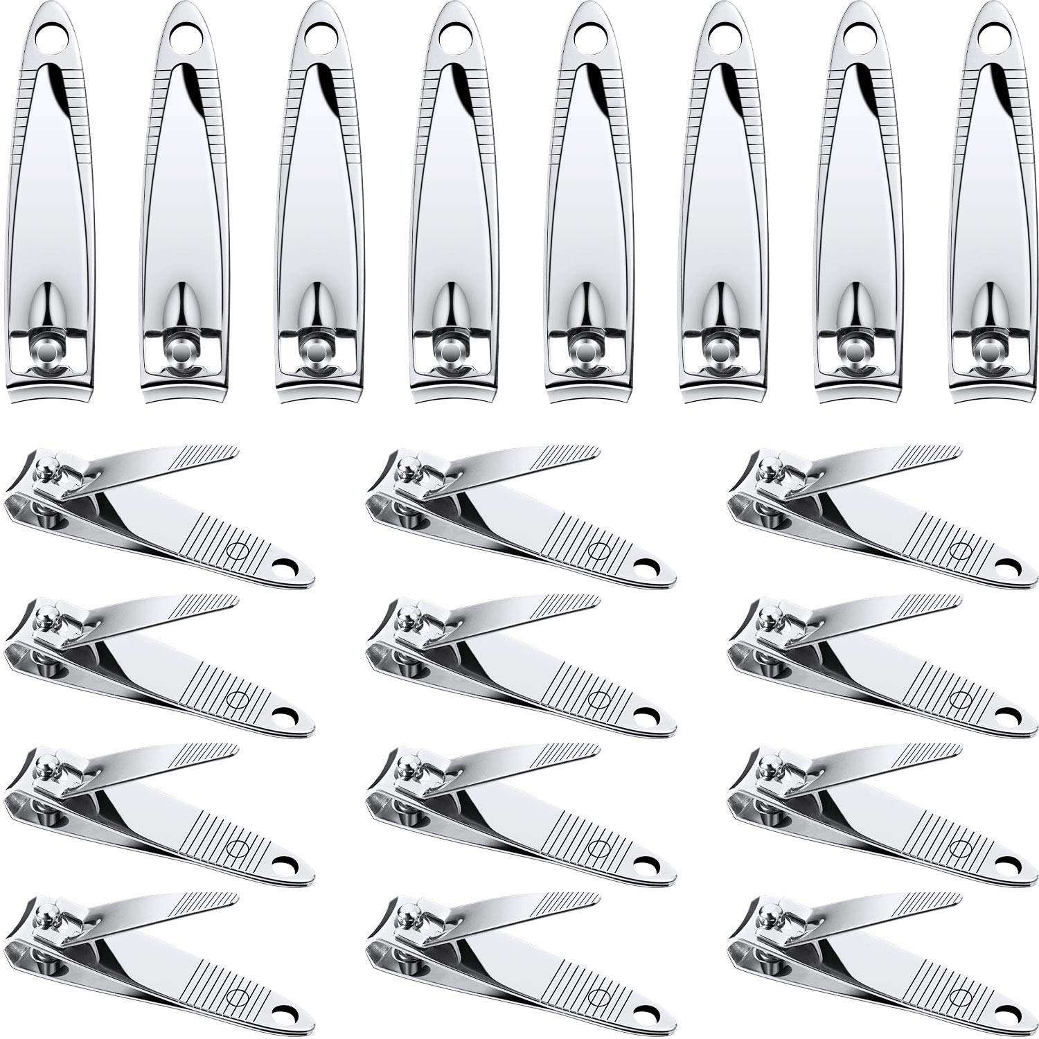 20 Pieces Stainless Steel Nail Clippers Set Fingernail and Toenail Clipper Portable Sturdy Nail Clippers for Men and Women
