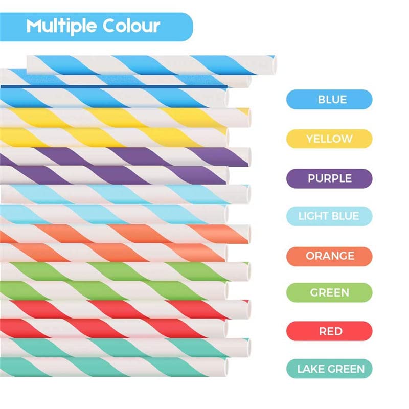 200 Kraft multiple color Biodegradable co-Friendly Biodegradable Paper Drinking Straws Bulk for Party Supplies