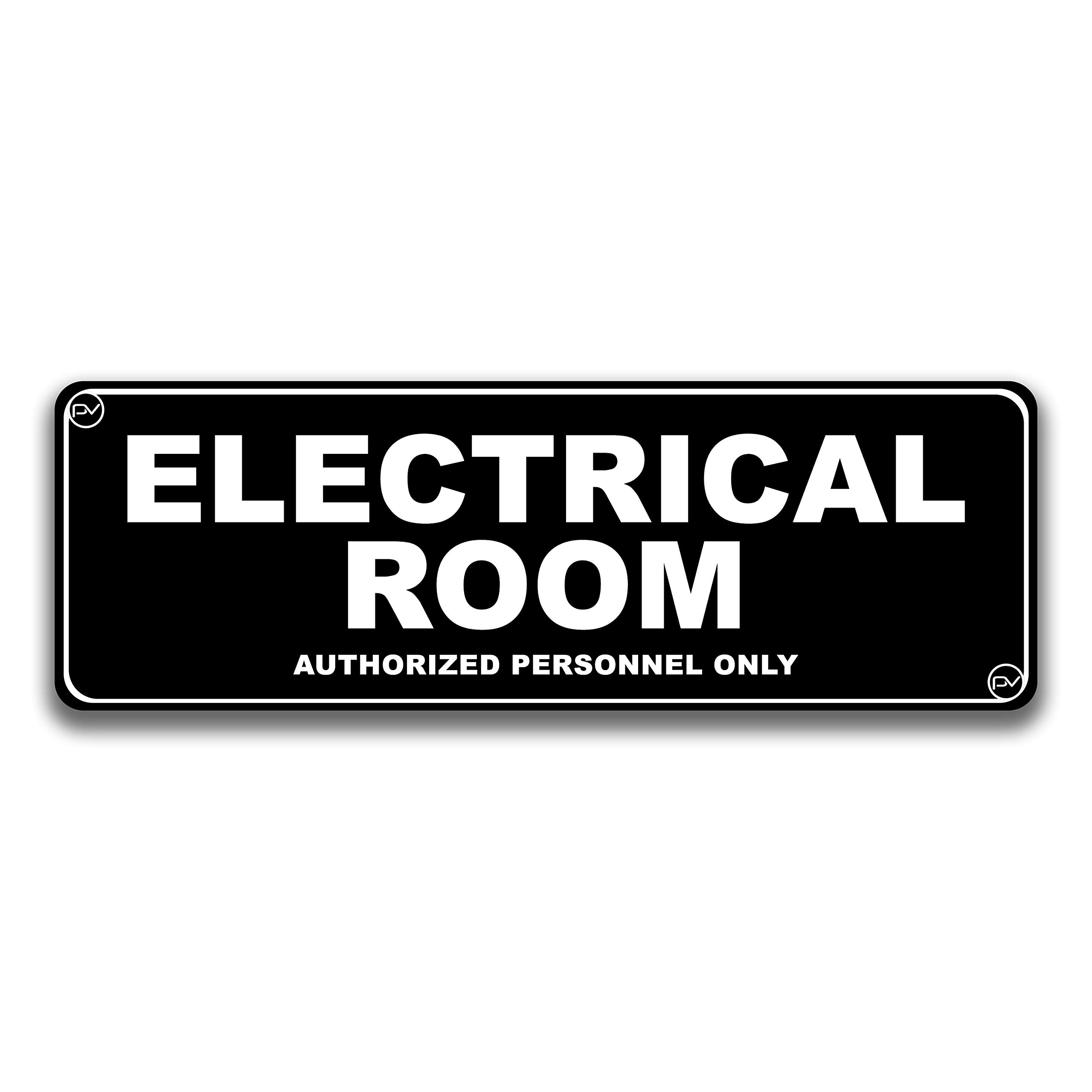 Sign for Door, Authorized Personnel Only in Acrylic Plastic, Black and White, Rounded Corners, Durable, Long Lasting with Double Sided Tape in the Back - 3" x 9" (Electrical Room)