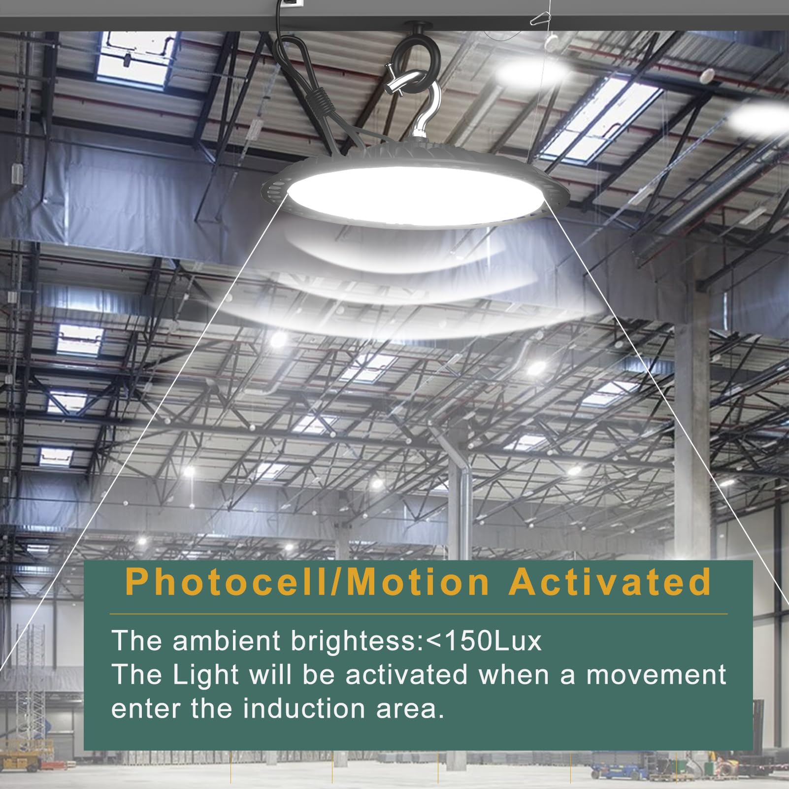 ACOHOOK Smart 320W LED High Bay Light with Motion Sensor, 48000lm (Eqv.1200W MH/HPS) High Bay LED Shop Light 100-277V Commerical Grade UFO Lights(Remote Buy Separate)