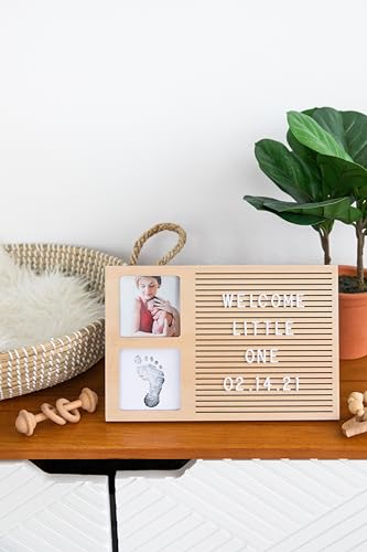 Pearhead Babyprints Letterboard Baby Handprint & Photo Frame, Wooden Customizable Letterboard for Baby, New Baby Keepsake