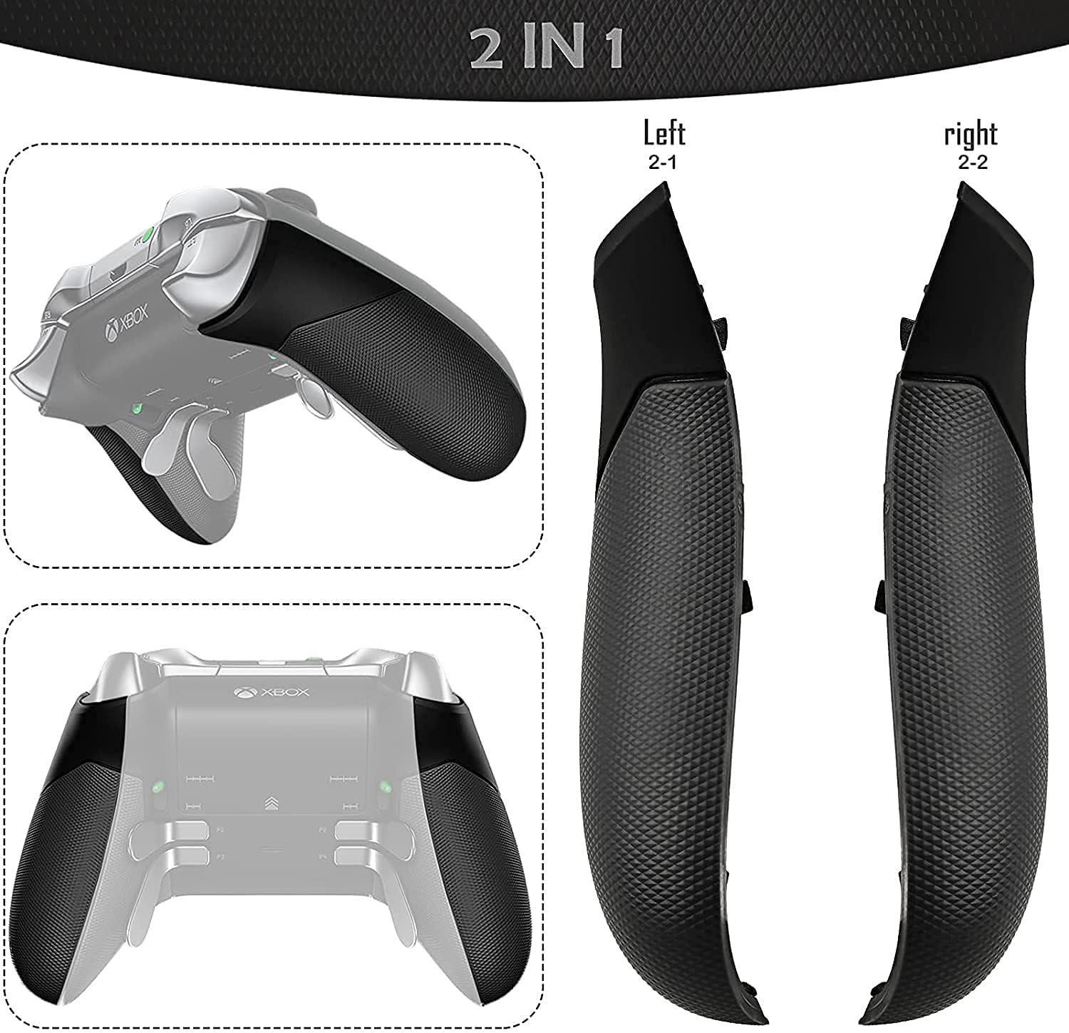 AQIDAP Controller Grips Non-Slip Side Rails Grips Back Replacement Rear Handle Panels Kits Rubberized Right Left Side Rails for Xbox One Elite Controller (Model 1698)