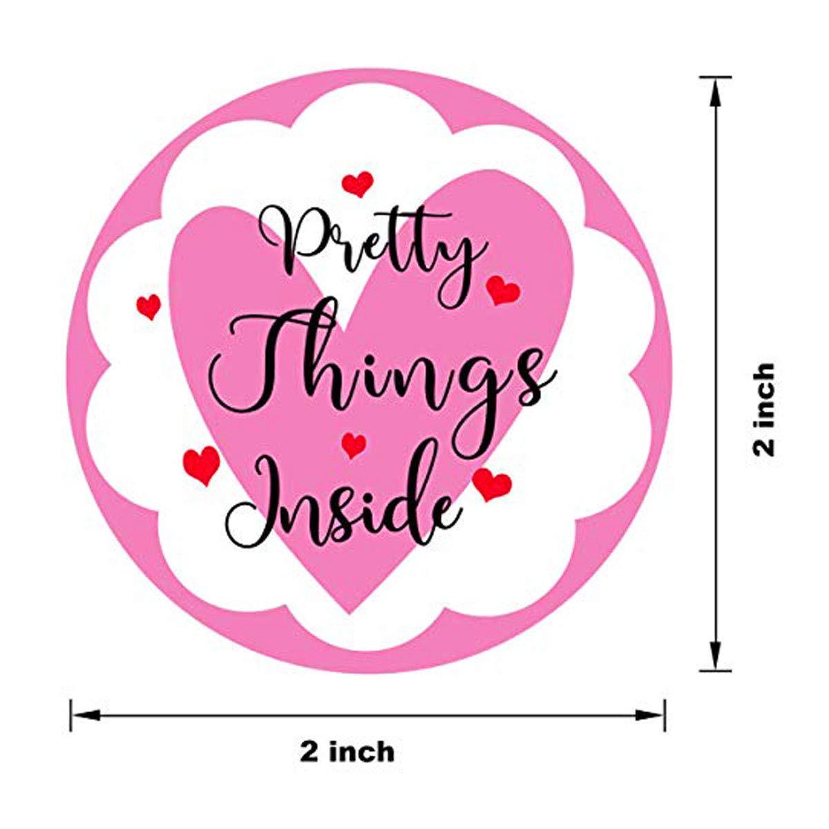Pretty Things Inside Stickers - Round Heart Thank You Stickers - Thanks for Shopping Small Shop Local Handmade Waterproof Blue Love Labels- 2 Inch (504 pcs) (Pink)