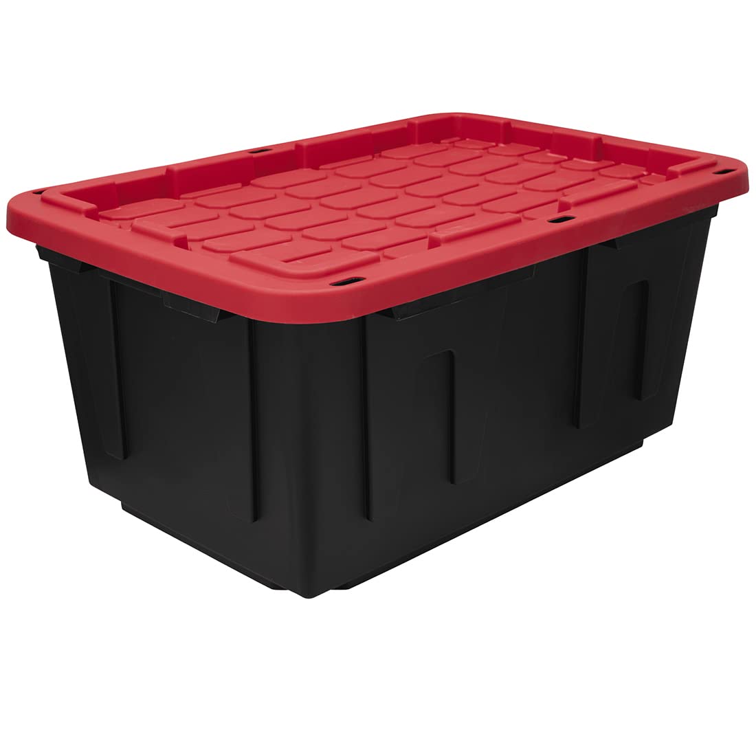 27 Gallon Plastic Stackable Storage Bin Container, Durable Heavy Duty Tough Organizing Container Tote with Snap Lid for Sporting Equipment Garage Attic Utility Tool Storage Moving Box, Black, 4 Pack