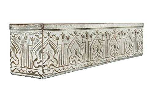 Creative Co-Op White & Grey Decorative Metal Wall Shelf, Zinc
