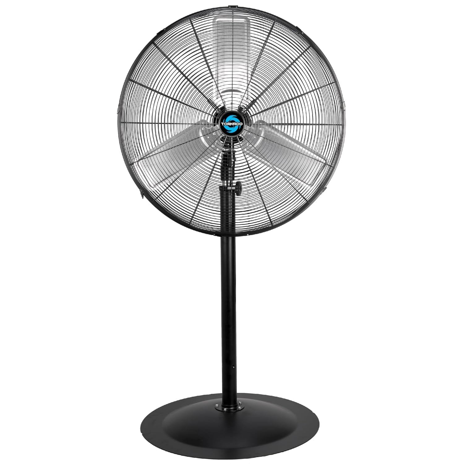 Tornado Commercial Industrial 3 Aluminum Blade Stationary Pedestal Fan, 30 Inch, Oscillating, High Velocity 8850 CFM, UL Safety Listed, Black (30 Inch Oscillating)