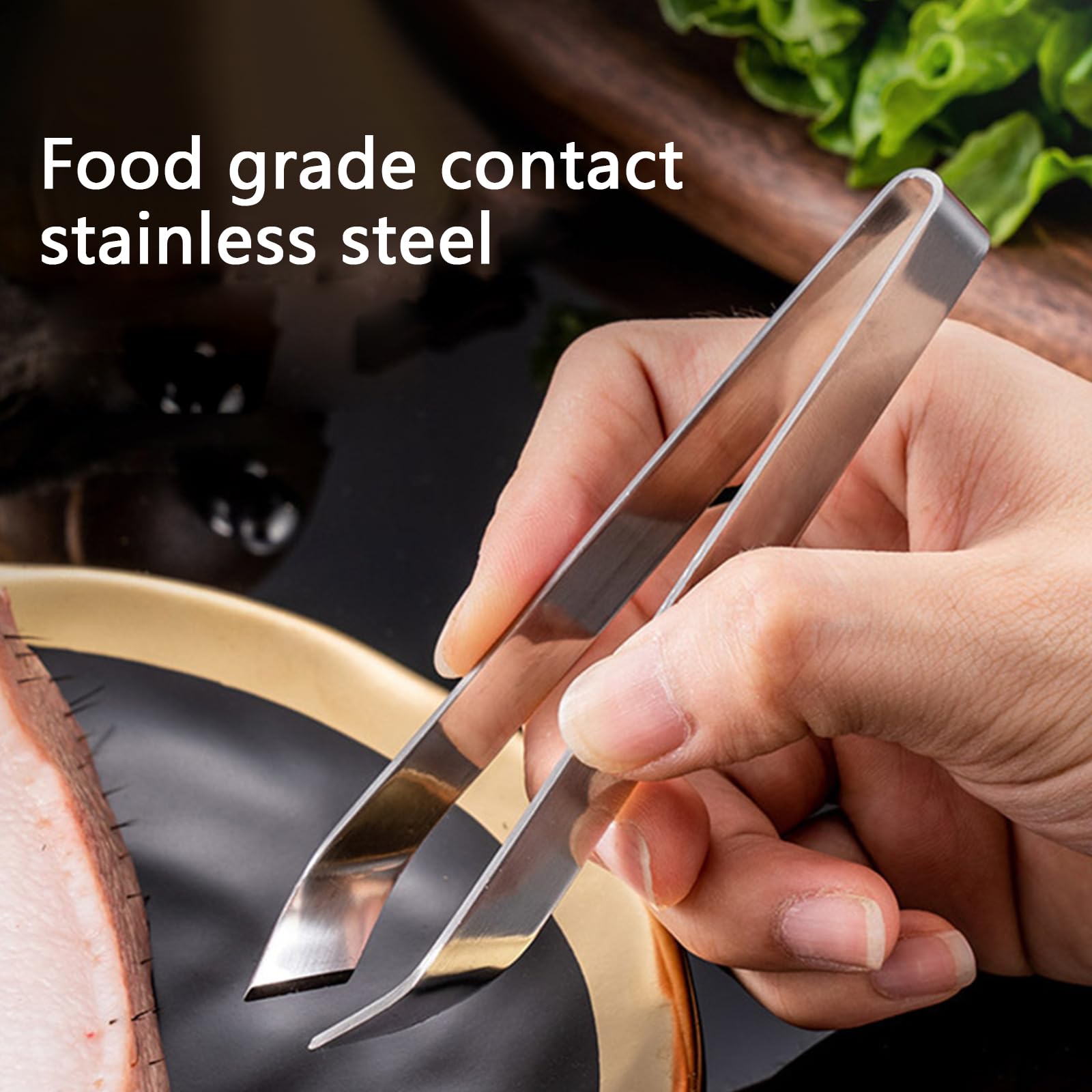 4 Pcs Fish Bone Tweezers Garlic Peeler Skin Remover Stainless Steel Flat and Slant Pliers Set for Kitchen Salmon Trout