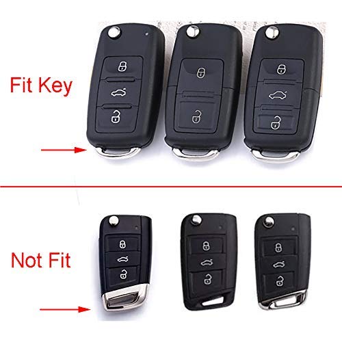 3 Buttons 3D Bling flip Folding Remote Key Fob case Cover for Volkswagen vw Accessories Black