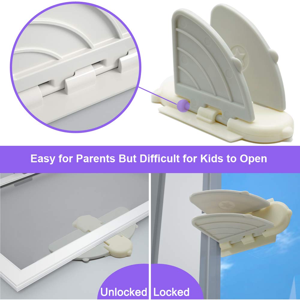 3Pcs Sliding Door Lock for Baby Proofing, Socub Child Safety Sliding Door Lock for Windows, Sliding Glass Doors, Patio, Closet, Shutter, Grey