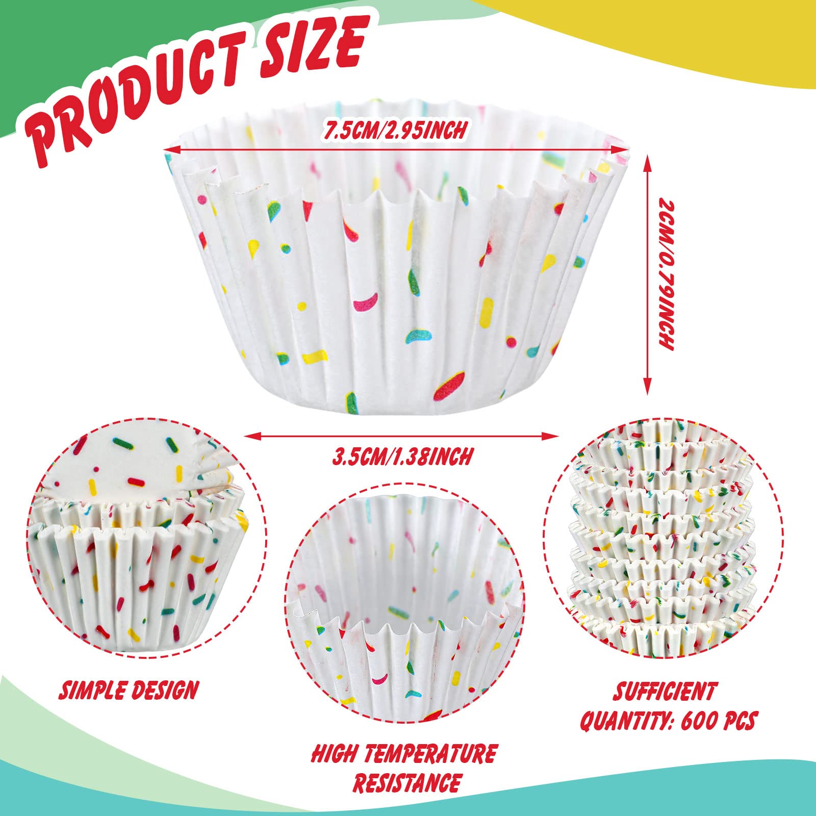 600 count Icing Design Mini Cupcake Liner Baking Cups Paper Small Candy Cups Making Supplies White Baking Cupcake Liner Supplies Holiday Muffin Chocolate Making Wrappers Liner Supplies Candy Paper
