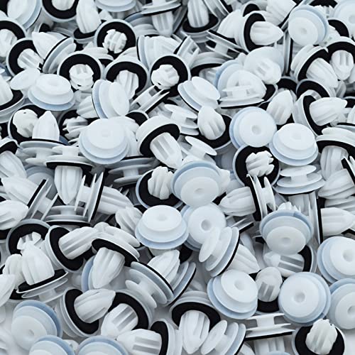 jeseny 200 PCS Auto Bumper Fastener Rivet Clip, Quality Nylon Push Rivets Splash Shield Clips, Fender Dashboard Door Clip Panel Retainer Set, Compatible with Most Vehicles (White)