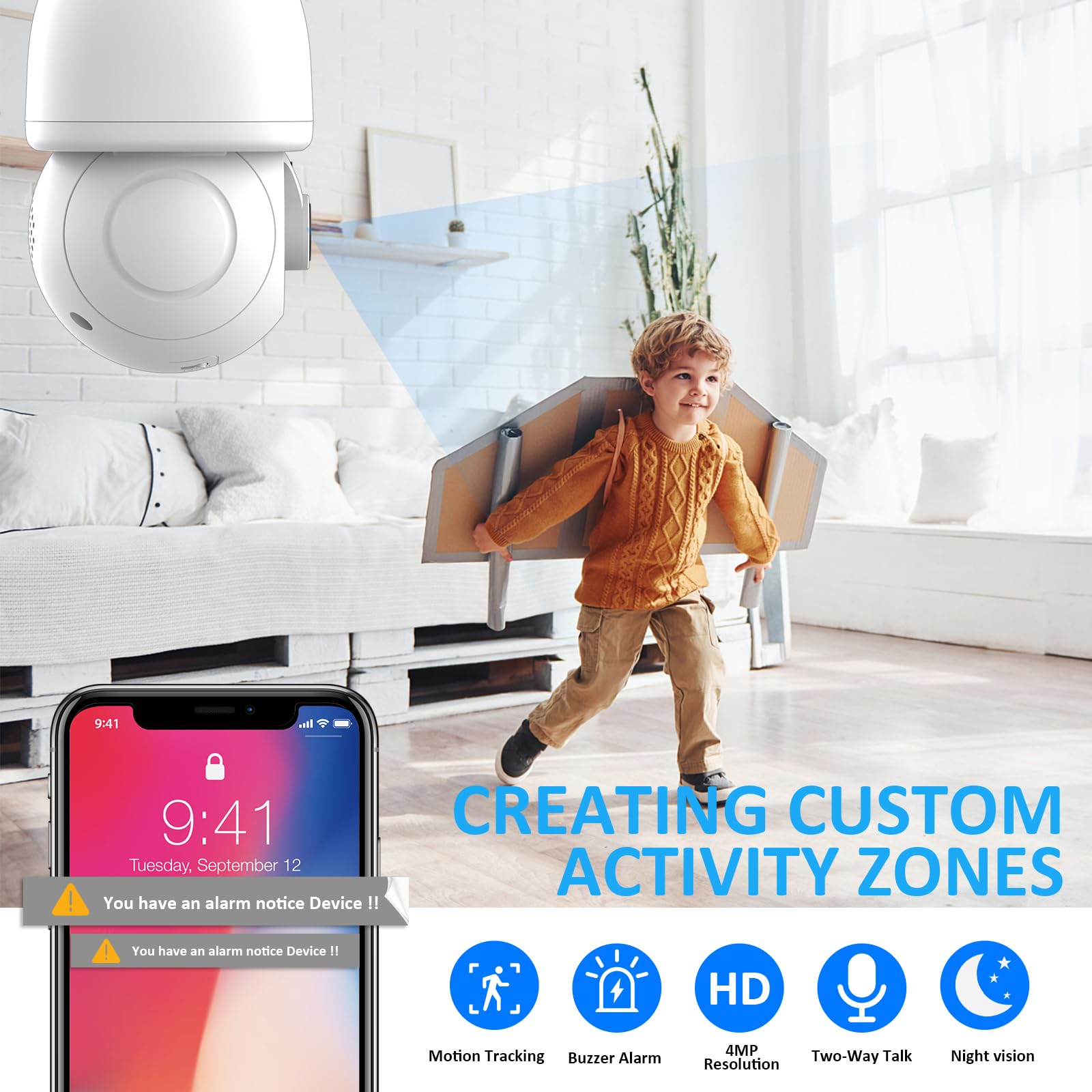 2K Light Bulb Camera-2.4GHz & 5GHz Light Bulb Security Camera,360° HD Smart Wireless Wifi Security Camera with Motion Detection Alarm Night Vision for Home Indoor and Outdoor,Compatible with Alexa