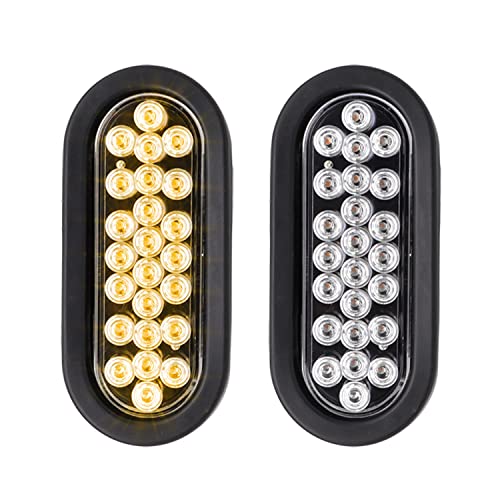 LEDVILLAGE 6 Inch Oval Clear Lens Amber Trailer Marker Lights 24 LED Turn Parking Signal Lamp SMD Plug & Rubber 3-Wire for Trailer Truck RV Pickup Van 12v DC (2 Pcs)