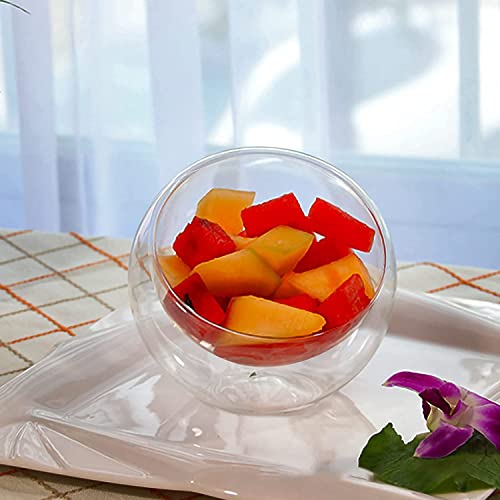 AEFPOYMXU Clear Dessert Cups Glass Set of 2 Crystal Ice Cream Trifle Bowl Double Clear Glass Fruit Parfait for Appetizers, Condiments and Cocktails Dip Bar Snack Dish(300ML)