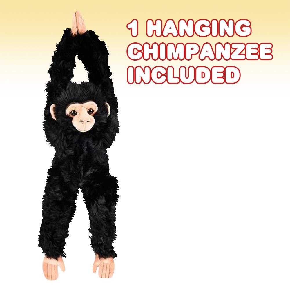 ArtCreativity Black Hanging Chimpanzee Plush Toy, 19 Inch Stuffed Chimpanzee with Realistic Design, Soft and Huggable, Cute Nursery Decor, Best Birthday Gift for Boys and Girls