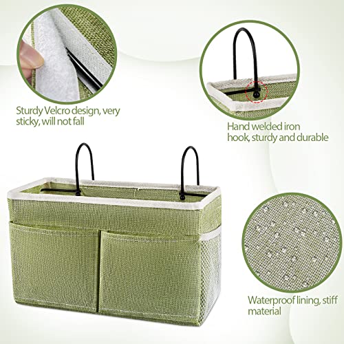 Frjjthchy Bedside Caddy Bed Caddy Hanging Storage with Water Bottle Holder for Bunk Bed Hospital Bed Dorm Rooms (Tea Green)