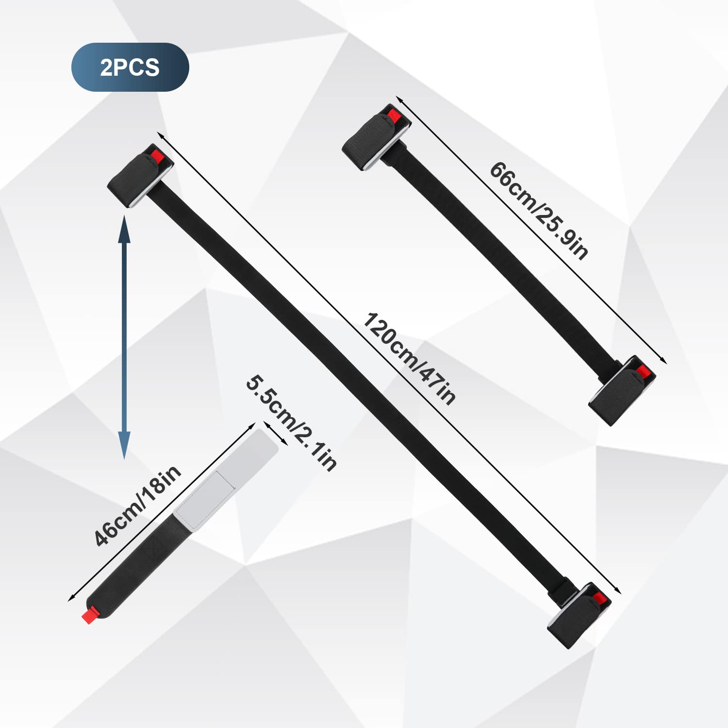 2pcs Ski Straps for Carrying, Sturdy Ski Carrier Straps and Pole Carrier with Adjustable Shoulder Straps and Magic Adhesives Cross Country Ski Accessories for Kids Adults (Black)