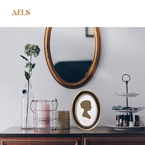 AELS 4x6 Inch Vintage Picture Frame, Elegant Antique Photo Frames with Glass Front, Photo Display, Tabletop Wall Hanging, Gift Ideas, Black Oval with Gold Trim