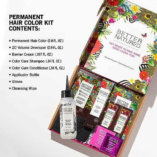 Better Natured 3N Dark Natural Brown Permanent Hair Color Dye Kit (Color, Developer, Barrier Cream, Gloves, Cleaning Wipe, Shampoo and Conditioner) Radiant Color that Lasts up to 8 Weeks