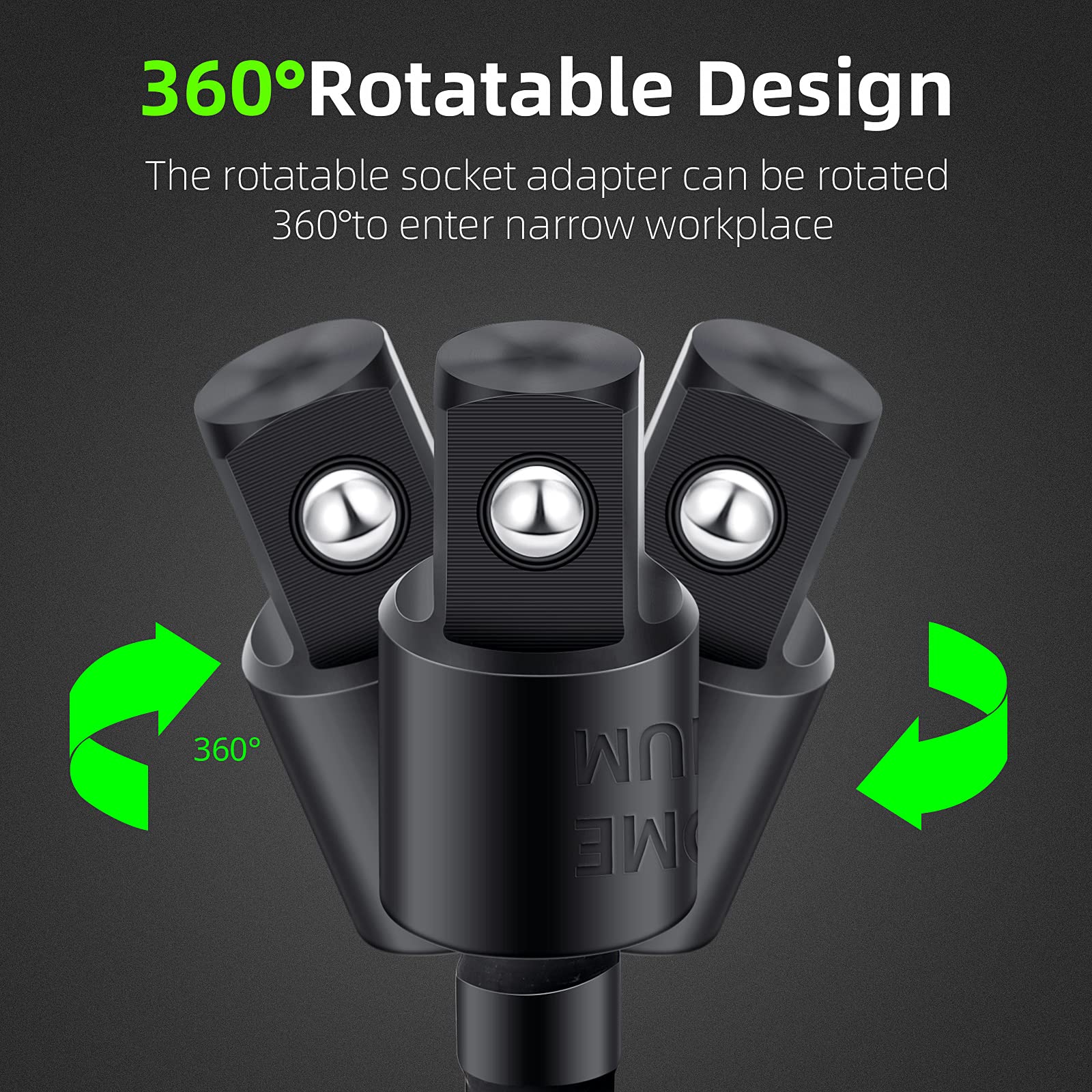 4 Pcs Impact Grade Sockets Adapter Power Drill Sockets Adapter Set with 360 Degree Rotatable Hex Shank Drill Adapters, 105 Degree Angle Screwdriver Drill Bit for Household Workplace Industry (Black)