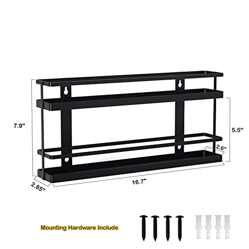 MEIQIHOME 4 Tier Spice Rack Organizer, Spice Shelf Storage Holder for Kitchen Cabinet Pantry Door Wall Mount, Countertop, Black
