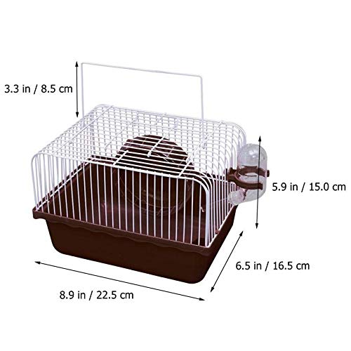 Pet Hamster Cage with Running Wheel Water Bottle Food Basin Portable Carrier House Mice Home Habitat for Going Out, Traveling (Coffee)