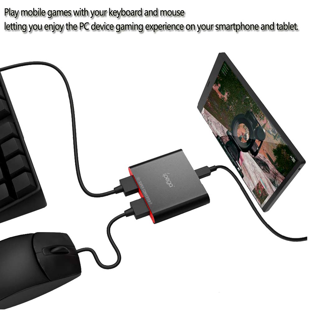 ipega PG-9116 Wireless 4.0 Mobile Game Controller Keyboard and Mouse Converter Adapter for Android Devices Smartphone/Tablet (Black)