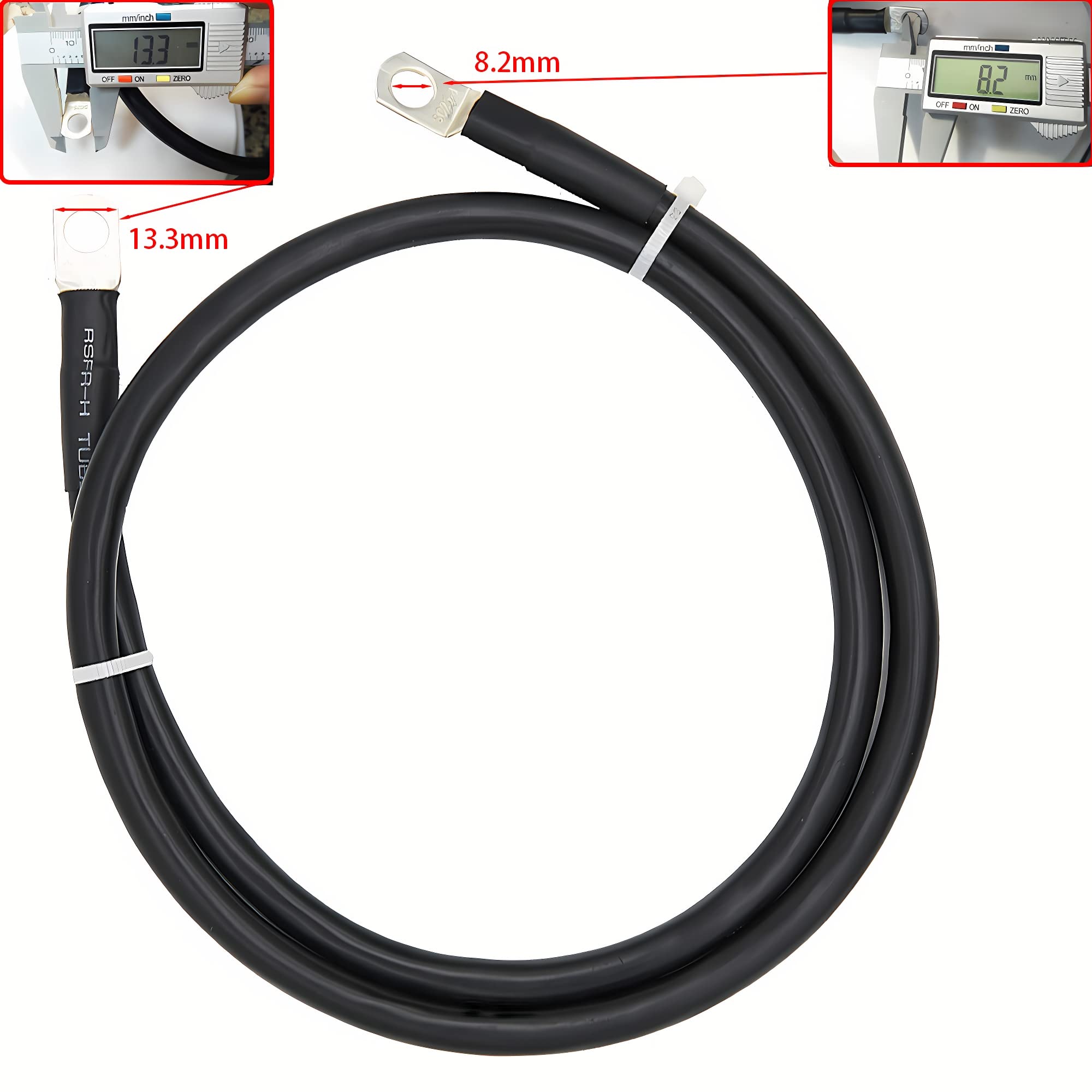 4 AWG Battery Cables, Gauge Power Inverter Cables with 5/16" Ring Terminals for Solar, RV, Auto, Marine Car, Boat (Length 3 ft