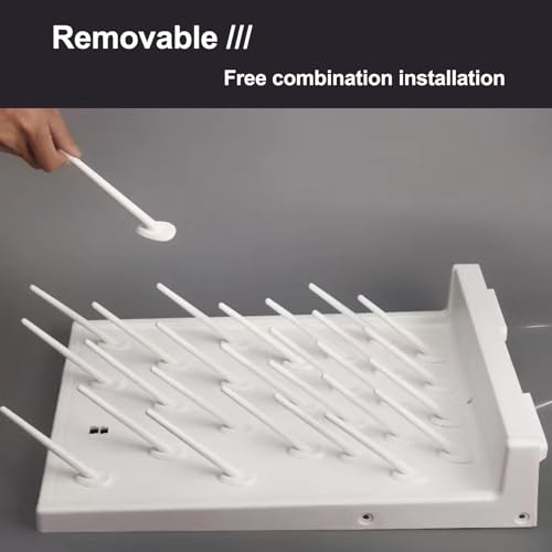 YTFLOT Wall Mounted Drying Rack 27 Pegs Lab Drying Draining Rack Cleaning Equipment Bench-top Laboratory Glassware