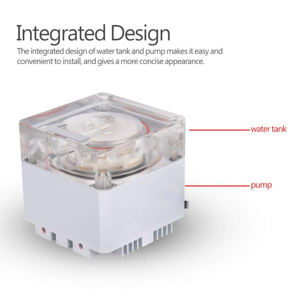 CPU Water Cooling Pump,3000RPM Fast Heat Dissipation Computer Pump 800L/H 3.5 Meters Pump Head PC Pump (White)