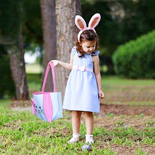 Poptrend Easter Basket Bags,Bunny Easter Bucket,Easter Eggs/Gift Baskets for Kids,Bunny Tote Bag Bucket for Easter Eggs,Toys, Candy,Gifts (Pink)